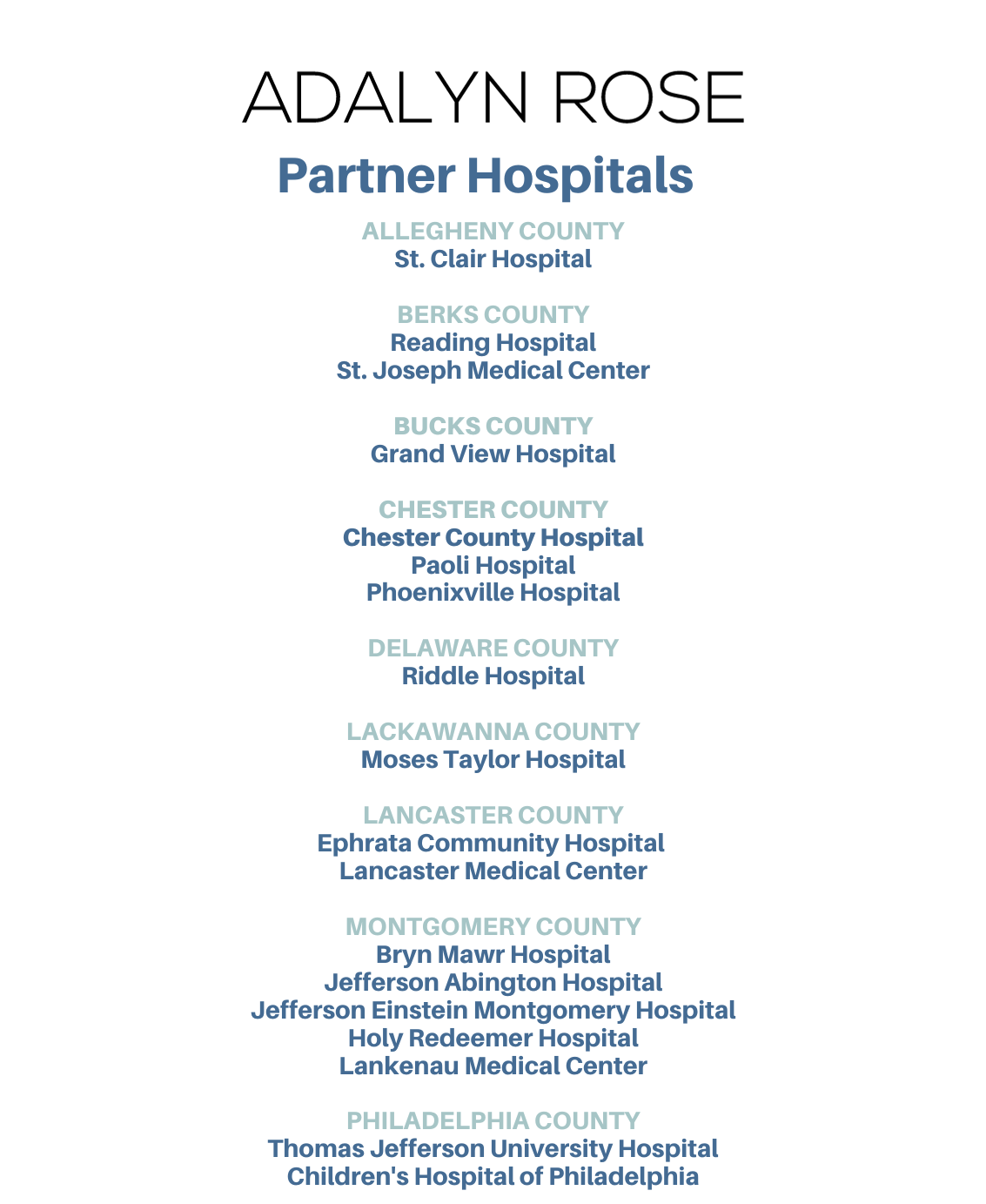 Hospital Partners - Adalyn Rose Foundation